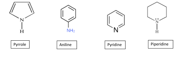 Which is the strongest base?(A)- Pyrrole(B)- Aniline(C)- Pyridine(D)- \n \n \n \n \n