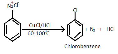 How will you prepare chlorobenzene from benzene diazonium chloride?