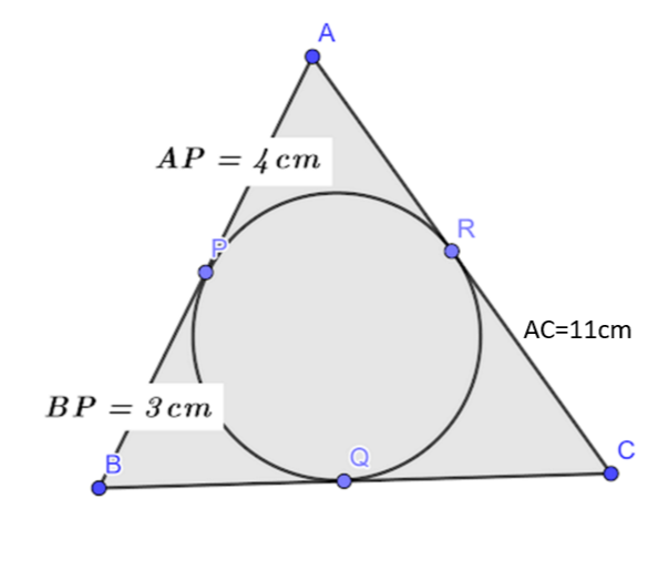 In the figure, the sides AB, BC, and CA of a triangle ABC, touch a circle at P, Q, and R ...