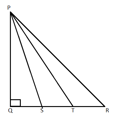 In figure, S and T trisect the side QR of a right triangle PQR, prove that $8P{T^2} = 3P{R^2 ...