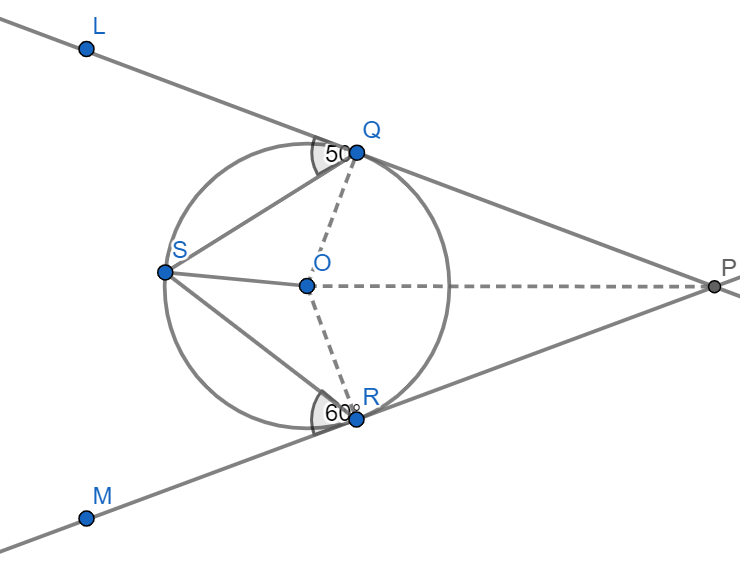 In the given figure, PQL and PRM are two tangents to the circle with centre O at the point Q and ...