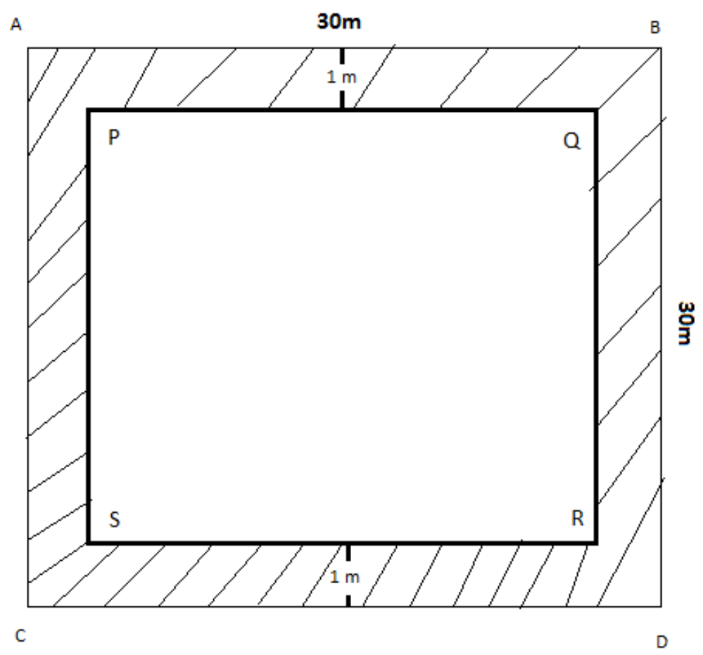A path 1 m wide is built along the border and inside class 10 maths CBSE