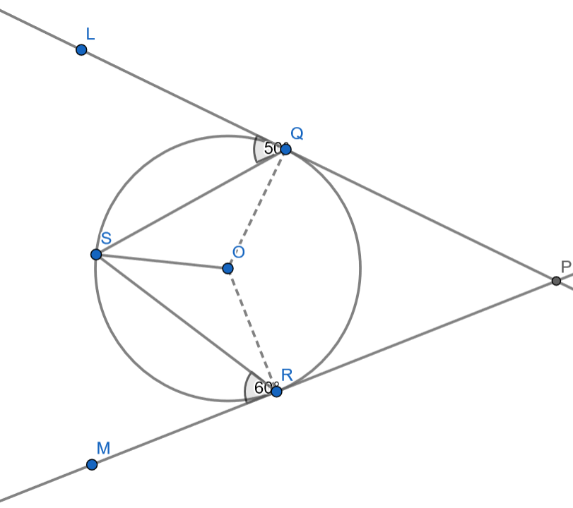 In the given figure, PQL and PRM are two tangents to the circle with centre O at the point Q and ...