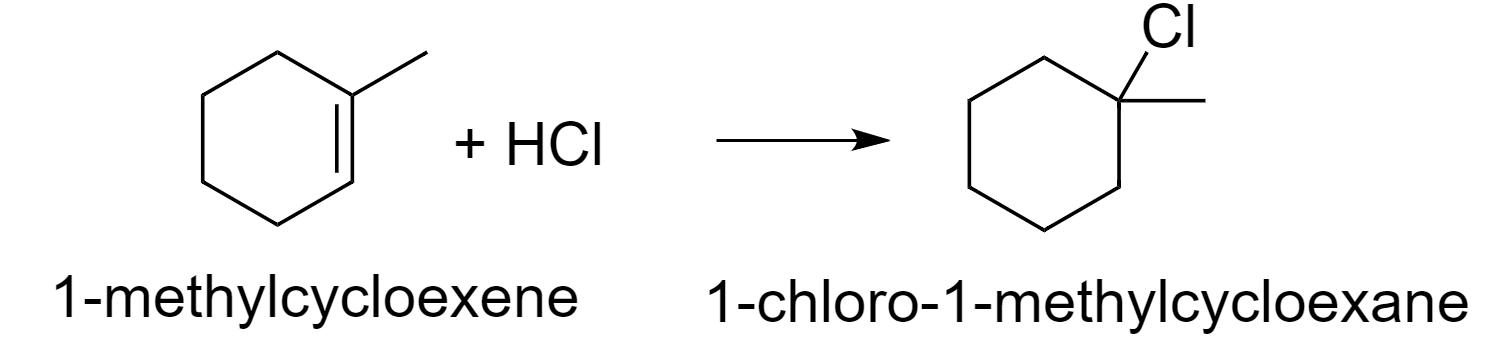 1-methylcyclohexene on treatment with HCl gas gives:(A) 1-chloro-2-methylcyclohexane(B) 1-chloro ...