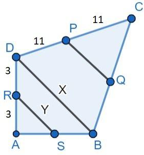 In the figure,\\[RS\\parallel DB\\parallel PQ\\]. If \\[CP=PD=11\\text{ }cm\\] and \\[DR=RA=3 ...