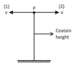 Two particles are simultaneously projected in the horizontal direction from a point P at a ...