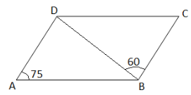 In the figure given below, ABCD is a parallelogram in which angle BAD = 75° and angle DBC = 60 ...