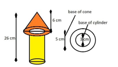 A wooden toy rocket in the shape of a cone mounted class 10 maths CBSE